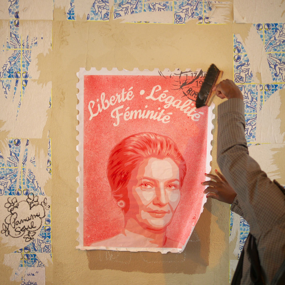 Street art timbre Simone Veil Claude Degoutte – Liberté, égalité, féminité